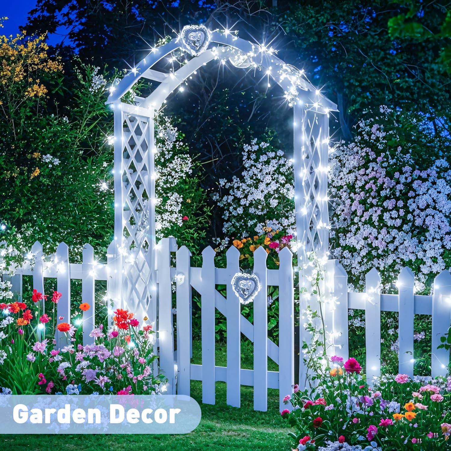 JMEXSUSS 2 Pack Solar String Lights Outdoor Waterproof, Each 33FT 100 LED Solar Lights Outdoor, 8 Modes White Fairy Light for Outside Yard Tree Patio Garden Wedding Christmas Decorations
