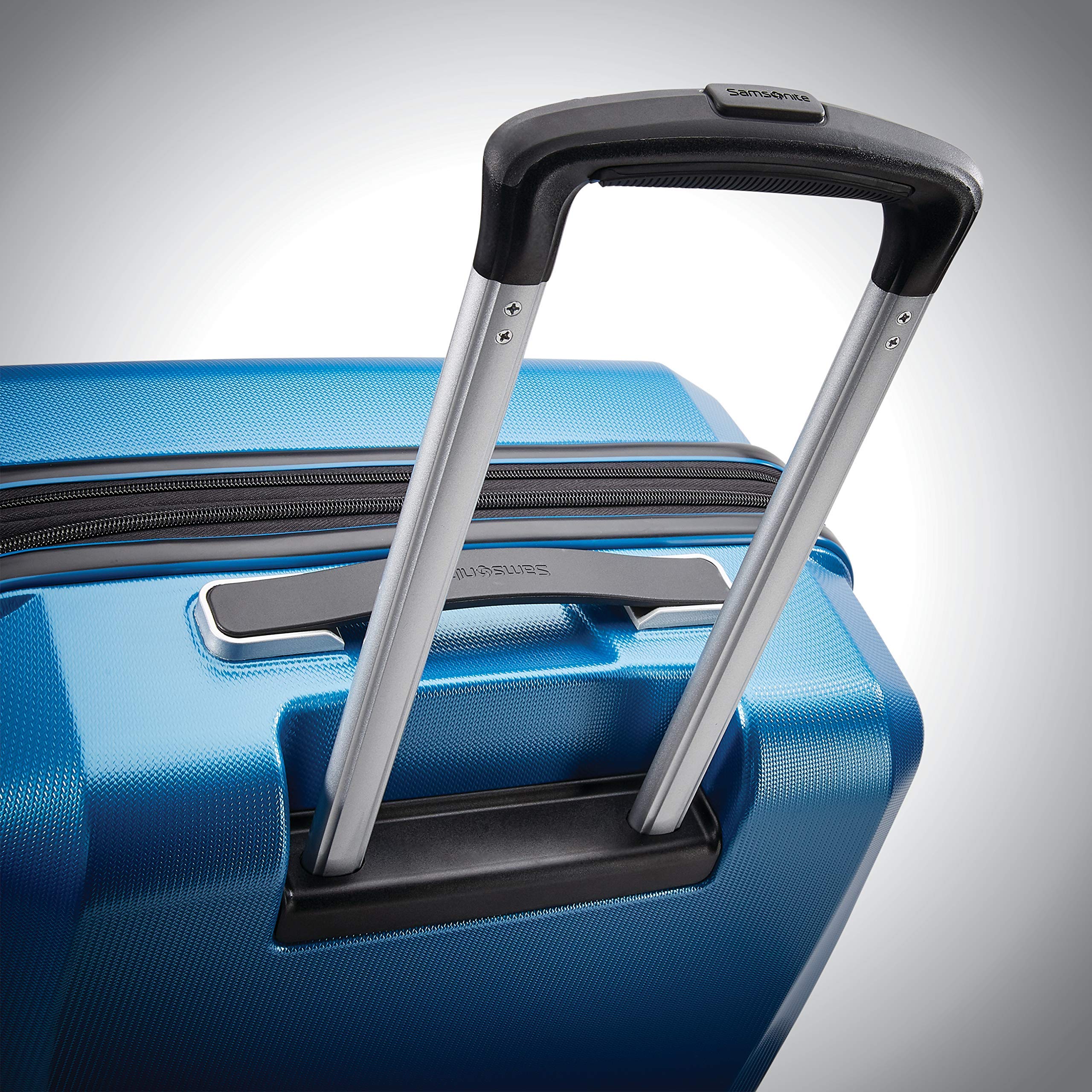 Samsonite Winfield 3 DLX Hardside Expandable Luggage with Spinners, Blue/Navy, Checked-Medium 25-Inch