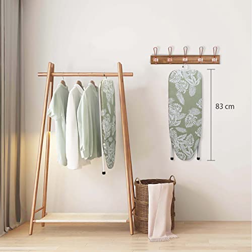 Duwee 12×32 in Table Top Ironing Board with Unique Iron Rest, Thicken Felt Padding, Heat Resistant Cover B-12x32inch-white Leaves