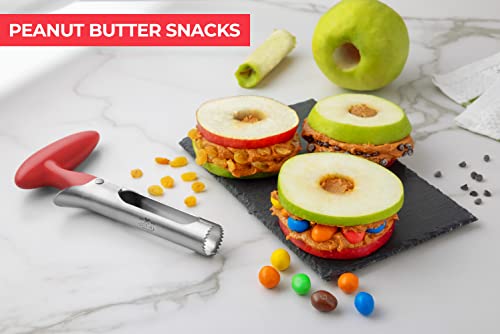 Zulay Premium Apple Corer - Easy to Use Durable Apple Corer Remover for Pears, Bell Peppers, Fuji, Honeycrisp, Gala and Pink Lady Apples - Stainless Steel Best Kitchen Gadgets Cupcake Corer - Red