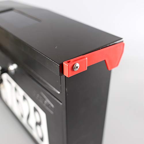 Black Wall Mount Locking Mailbox - Solar House Numbers Light Large Capacity Illuminated at Night - Waterproof Iron Mental Address Numbers Mail Box Outdoor with Keys