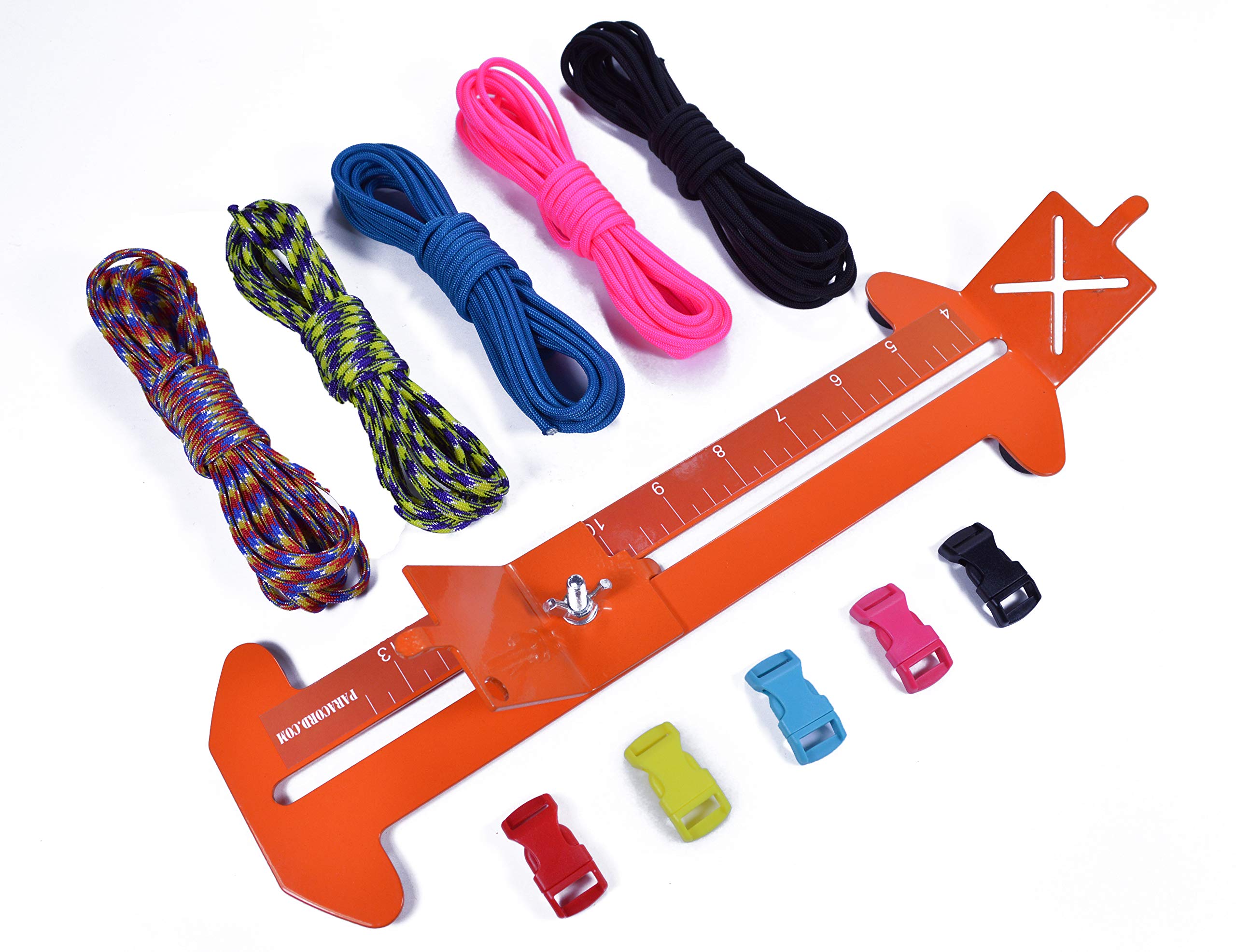 Pro Paracord Jig and Beginner Bracelet Kit - 50 Feet of Paracord and Buckles Free - Built in Monkey Jig