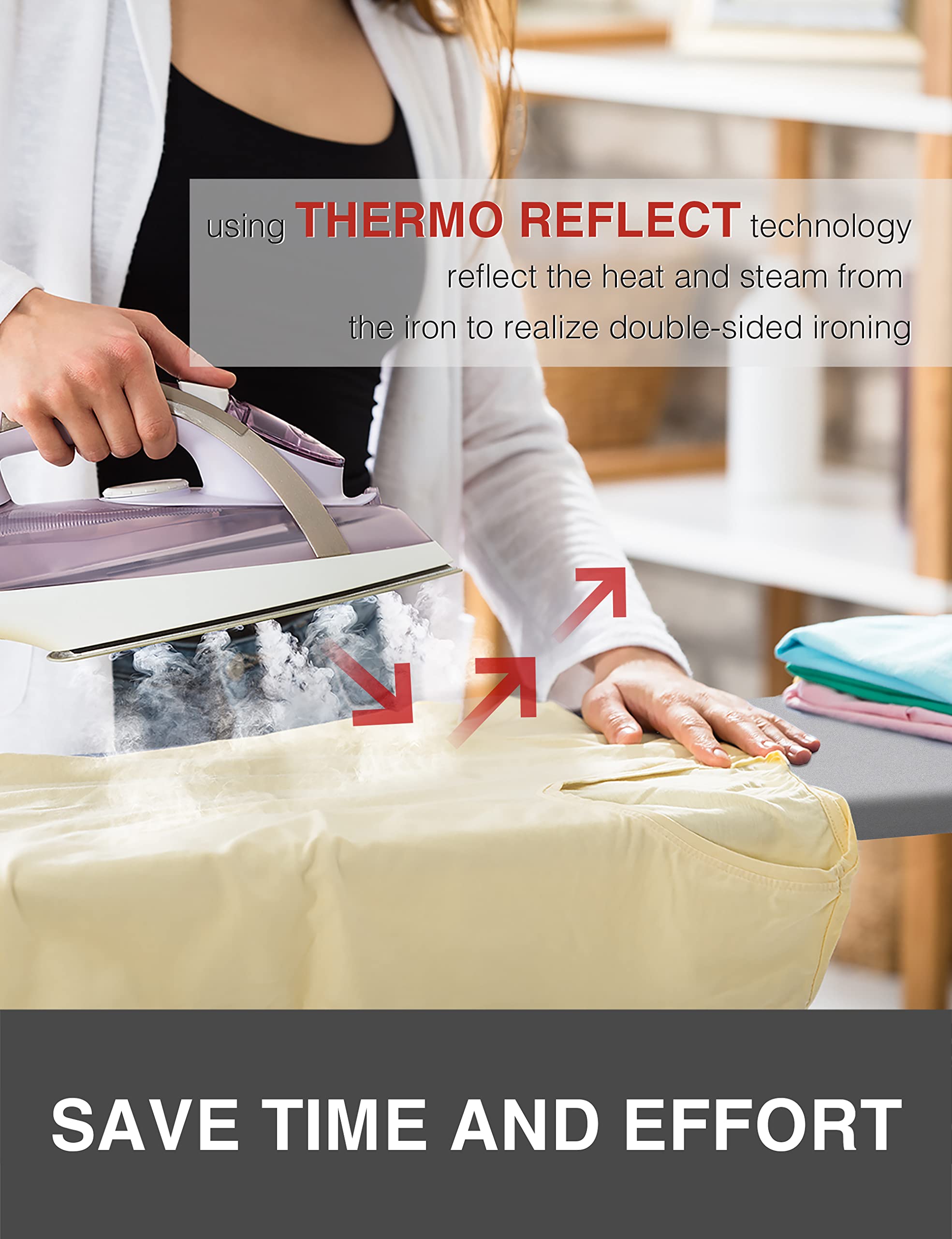 SUNKLOOF Extra Thick Ironing Board Cover and Pad, Resist Scorching and Staining, 15x54 Reflective Silicone Iron Board Cover With Padding, Elastic Edges, 4 Fasteners, Large Protective Scorch Mesh Cloth