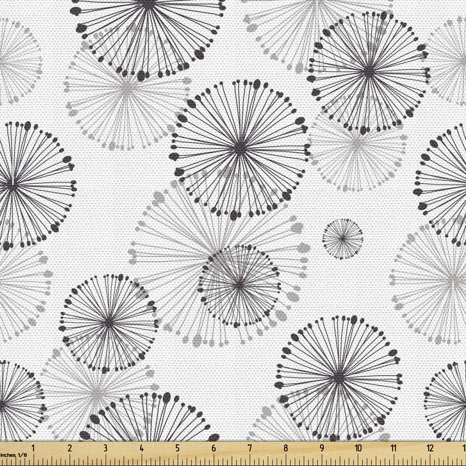 Ambesonne Abstract Fabric by The Yard, Dandelion Concept Blowball Flower Silhouette Nature Inspirations Vintage Design, Decorative Fabric for Upholstery and Home Accents, 1 Yard, Rose Grey