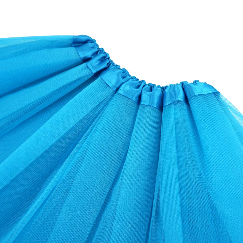 BGFKS 5 Layered Tulle Tutu Skirt for Girls with Hairbow, Ballet Dressing Up Kid Tutu Skirt (Blue, 2-8 Years Old)
