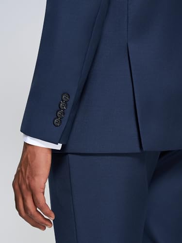 CHAMA Men's 100% Wool 2 Piece Suit Set, Classic Fit Two Button Suit Jacket Blazer & Pants Set Suit - Many Colors Navy…