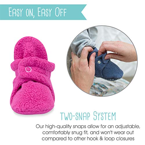 Zutano Unisex Cozie Fleece Baby Booties with Grippers, Baby Essentials, Fuchsia, 24 Months
