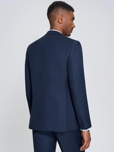 CHAMA Men's 100% Wool 2 Piece Suit Set, Classic Fit Two Button Suit Jacket Blazer & Pants Set Suit - Many Colors Navy…