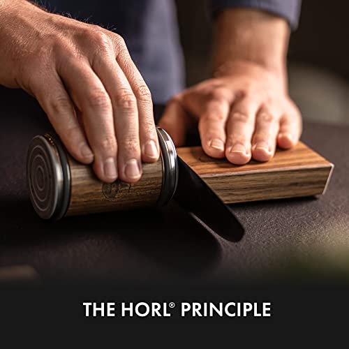 HORL 2 Walnut Rolling Knife Sharpener Engineered in Germany for Straight Edge with Industry Diamonds for Steel of any hardness and Magnetic Angle Technology with 15 & 20 Degrees