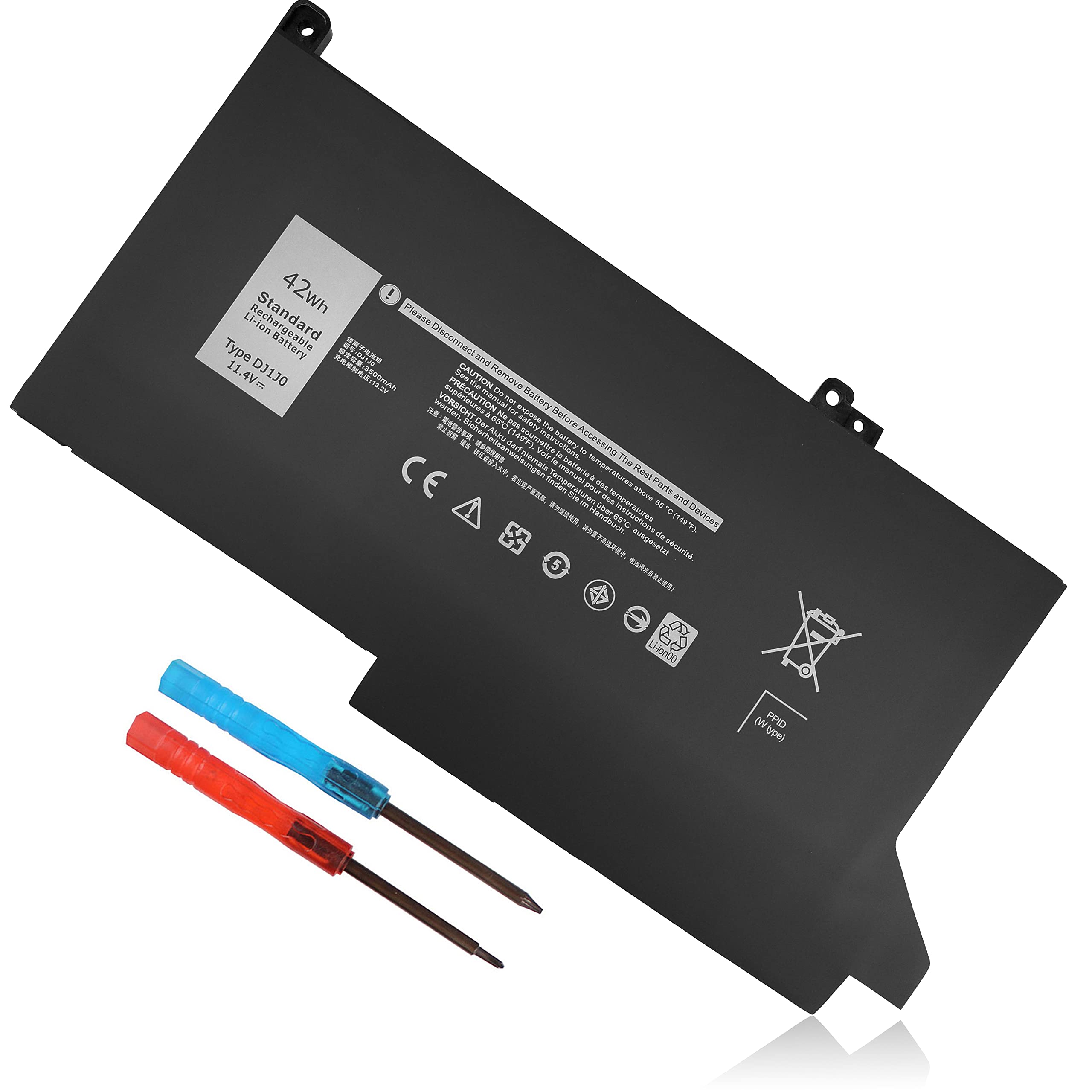 DJ1J0 42WH Laptop Battery for Dell Latitude 7280 7290 E7280 E7290 13 7380 7390 E7380 E7390 14 7480 7490 E7480 E7490 P28S P28S001 Series 451-BBZL C27RW PGFX4 ONFOH DJ1JO K8X0T1 ONFOH K8X0T KHY0C
