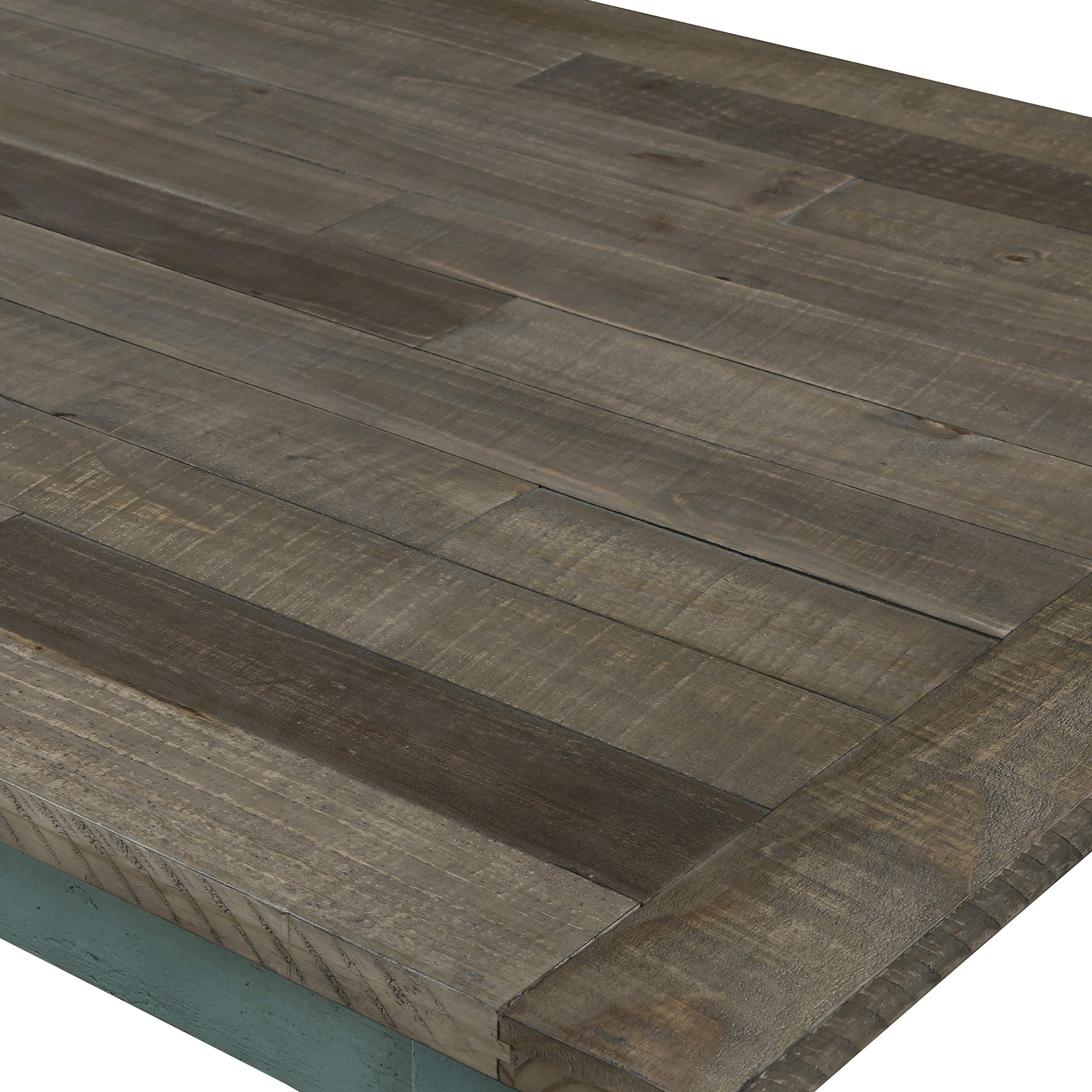 Roundhill Furniture Prato Two-Tone Finish Wood Dining Table, Blue and Brown