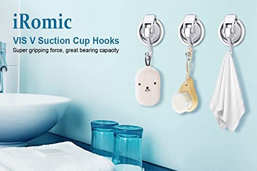 iRomic Heavy Duty Vacuum Suction Cups Hooks (4Pack) Specialized for Kitchen&Bathroom&Restroom Organization