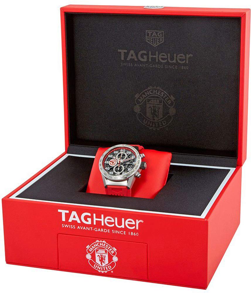 Tag Heuer Carrera Manchester United Special Edition Chronograph Automatic Black Gold Plated Dial Men's Watch