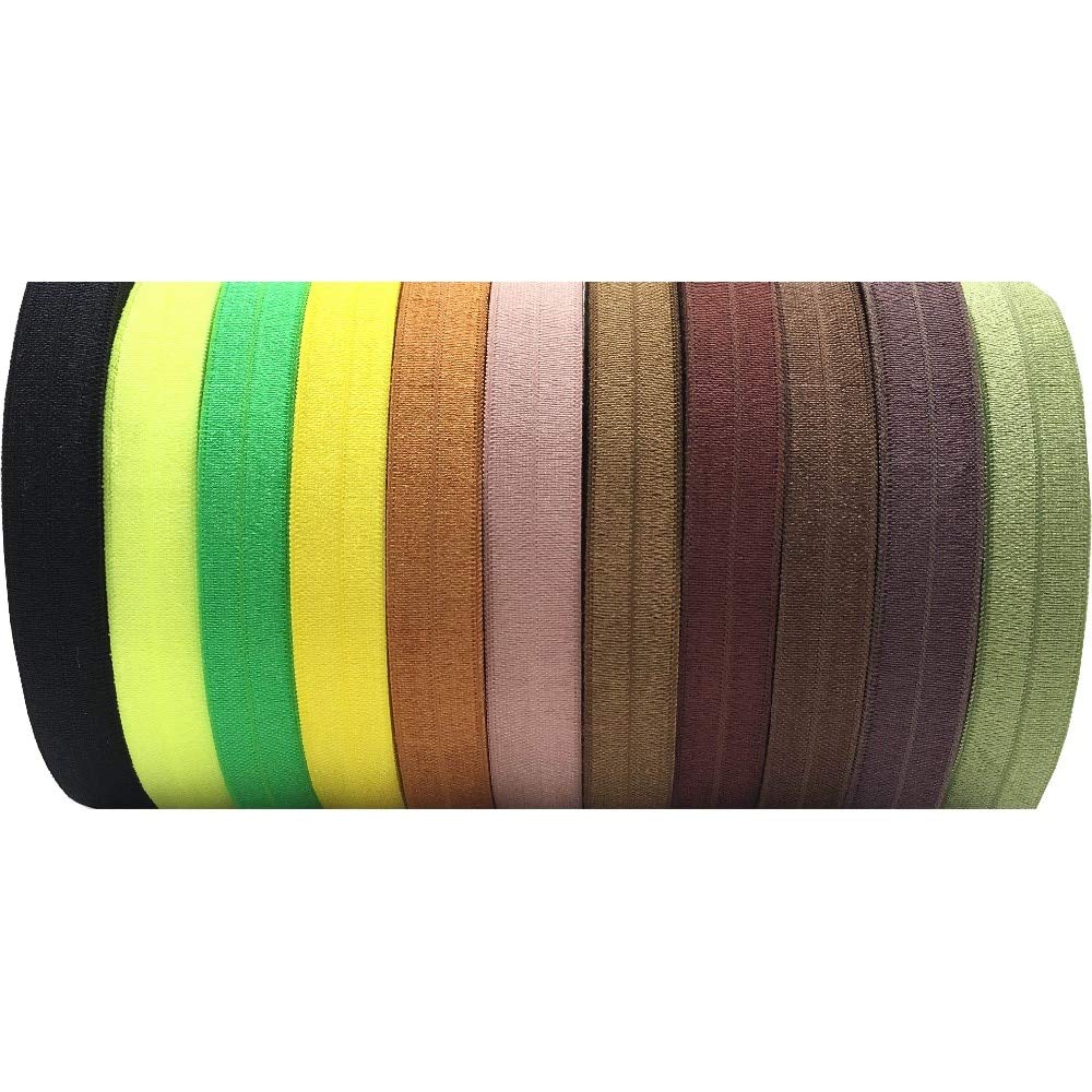 Jammas 15mm Spandex Solid Ribbon Fold Over Elastic Ribbon Band for Sewing Ties Hair Accessories Waist Garment Accessory 10yards - (Color: Pick Number Color)