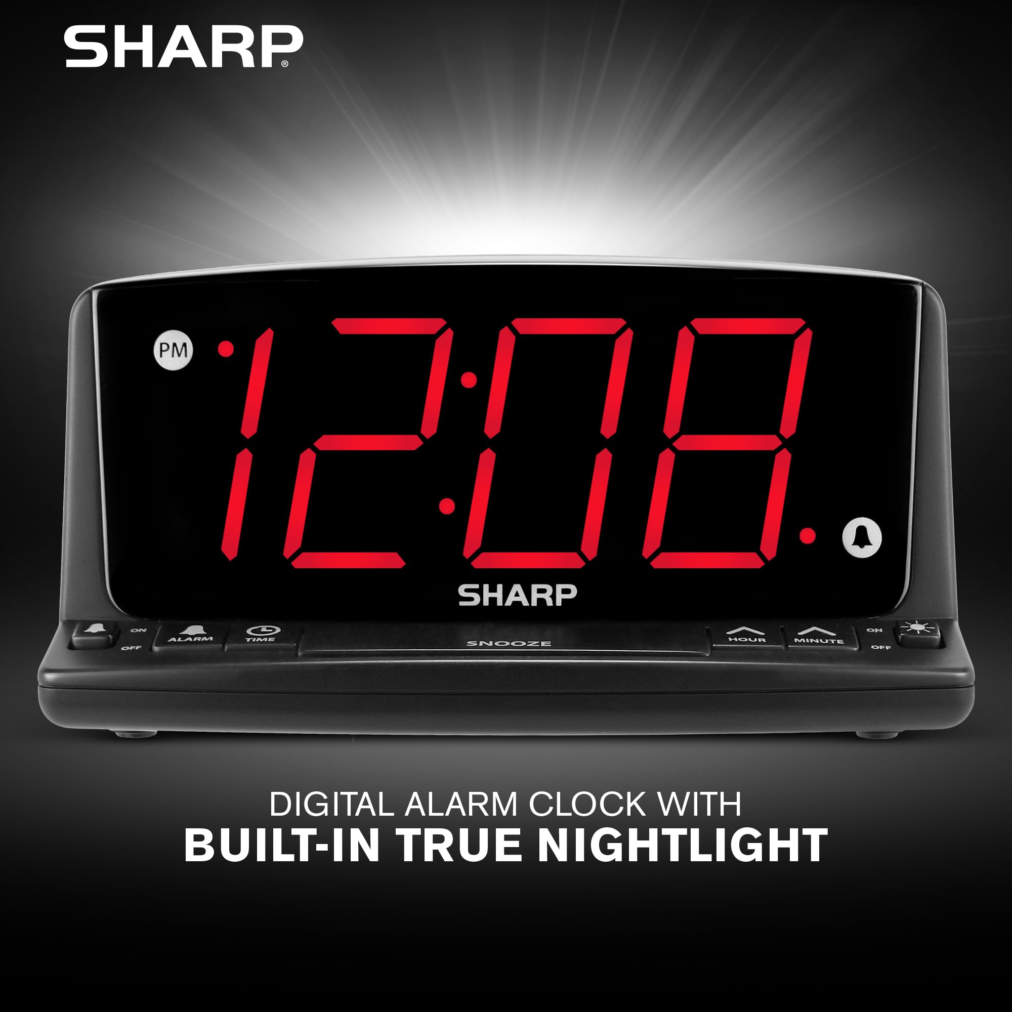 SHARP LED Digital Alarm Clock β Simple Operation - Easy to See Large Numbers, Built in Night Light, Loud Beep Alarm with Snooze, Bright Big Red Digit Display