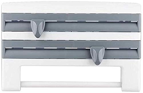 4-in-1 Wall-Mount Paper Towel Holder,Plastic Wrap Foil Dispenser,Wall-Mount Sauce Bottle Storage,Bathroom Organizer Storage,Shelf Adhesive Wall Mount,Rack Paper Towel Holder (Gray)
