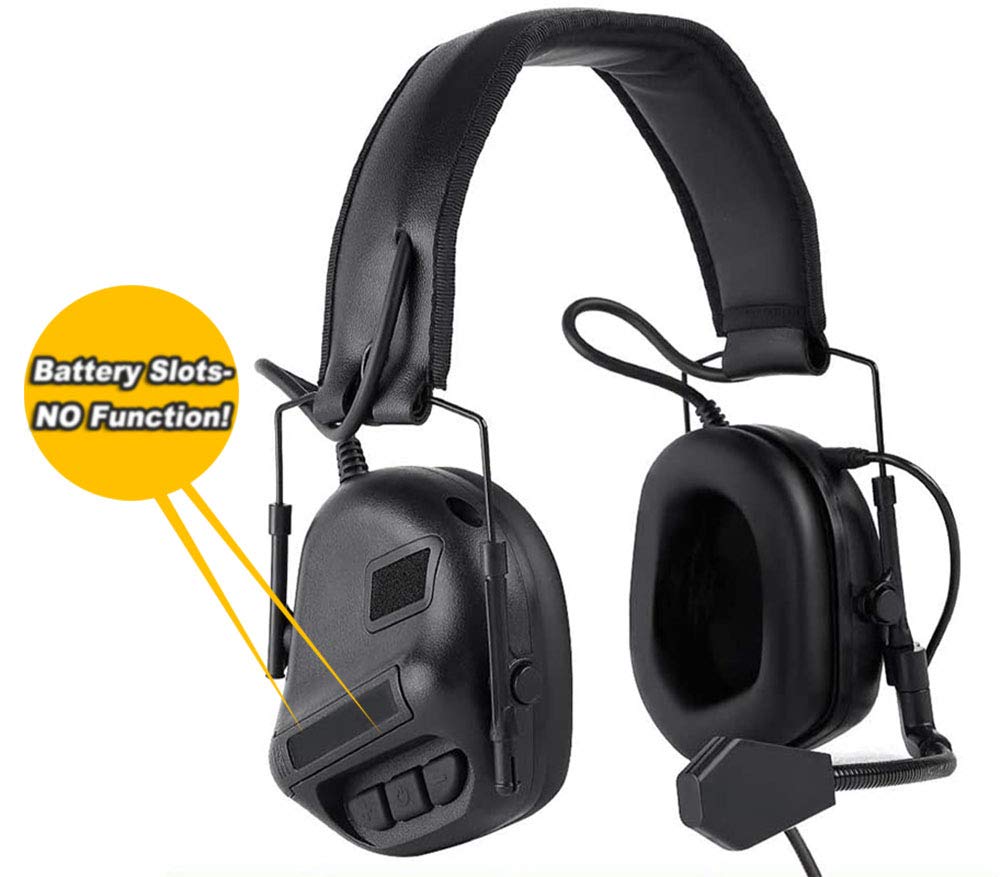 ATAIRSOFT Tactical Headset Wargame Hunting Headphone Without Noise Cancellation Function (Black)