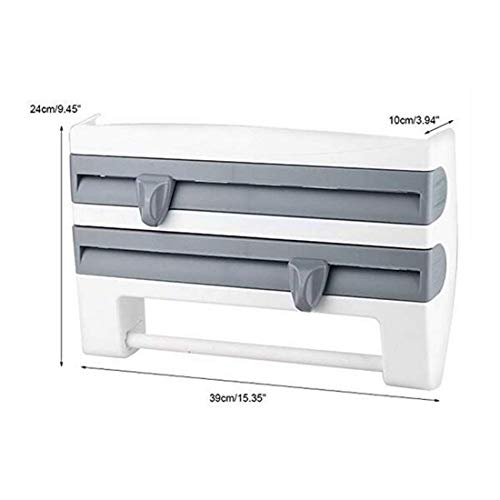 4-in-1 Wall-Mount Paper Towel Holder,Plastic Wrap Foil Dispenser,Wall-Mount Sauce Bottle Storage,Bathroom Organizer Storage,Shelf Adhesive Wall Mount,Rack Paper Towel Holder (Gray)