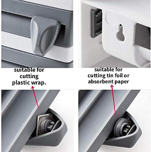 4-in-1 Wall-Mount Paper Towel Holder,Plastic Wrap Foil Dispenser,Wall-Mount Sauce Bottle Storage,Bathroom Organizer Storage,Shelf Adhesive Wall Mount,Rack Paper Towel Holder (Gray)