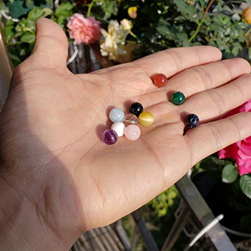 Chengmu 8mm Stone Beads Kit for Jewelry Making 230pcs Natural Gemstone Amethyst Agate Onyx Crystal Tiger Eye Round Loose Beads Set for Bracelet Necklace Color 1