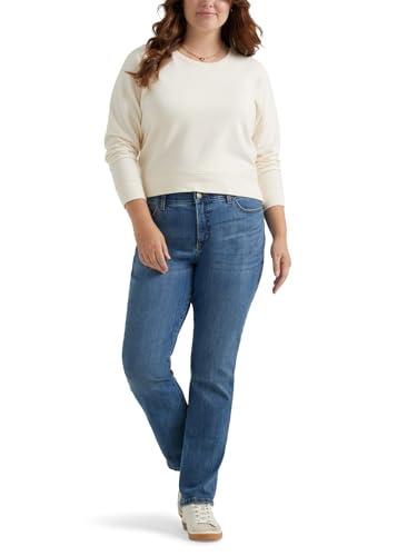 Lee Women's Plus Size Ultra Lux Comfort with Flex Motion Straight Leg Jean Juniper 18W Medium
