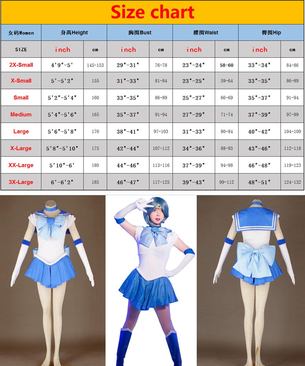 US size Women's Sailor Mercury Cosplay Costumes Mercury skirt suit (Female M)