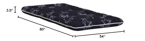 MAXYOYO Black Moon and Star Futon Mattress, Japanese Floor Mattress Folding Tatami Floor Mat Portable Camping Mattress Kids Sleeping Pad Floor Lounger Couch Bed, Thickness：8CM, Full Size