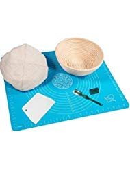VYKYLOMA Banneton Proofing Basket for Artisan Bread - 9 Inch, Beige, Sturdy, Durable, Easy to Clean, Non-stick Silicone Baking Mat Included