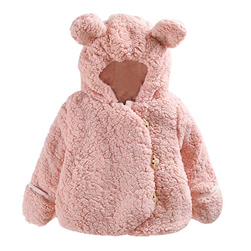 Aivtalk Baby Toodler Fuzzy Jacket Cute Hoodie Cotton Coat Winter Warm Outerwear (2-3 Years, Light Pink)