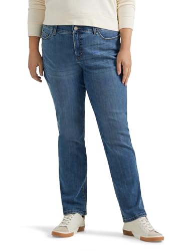 Lee Women's Plus Size Ultra Lux Comfort with Flex Motion Straight Leg Jean Juniper 18W Medium