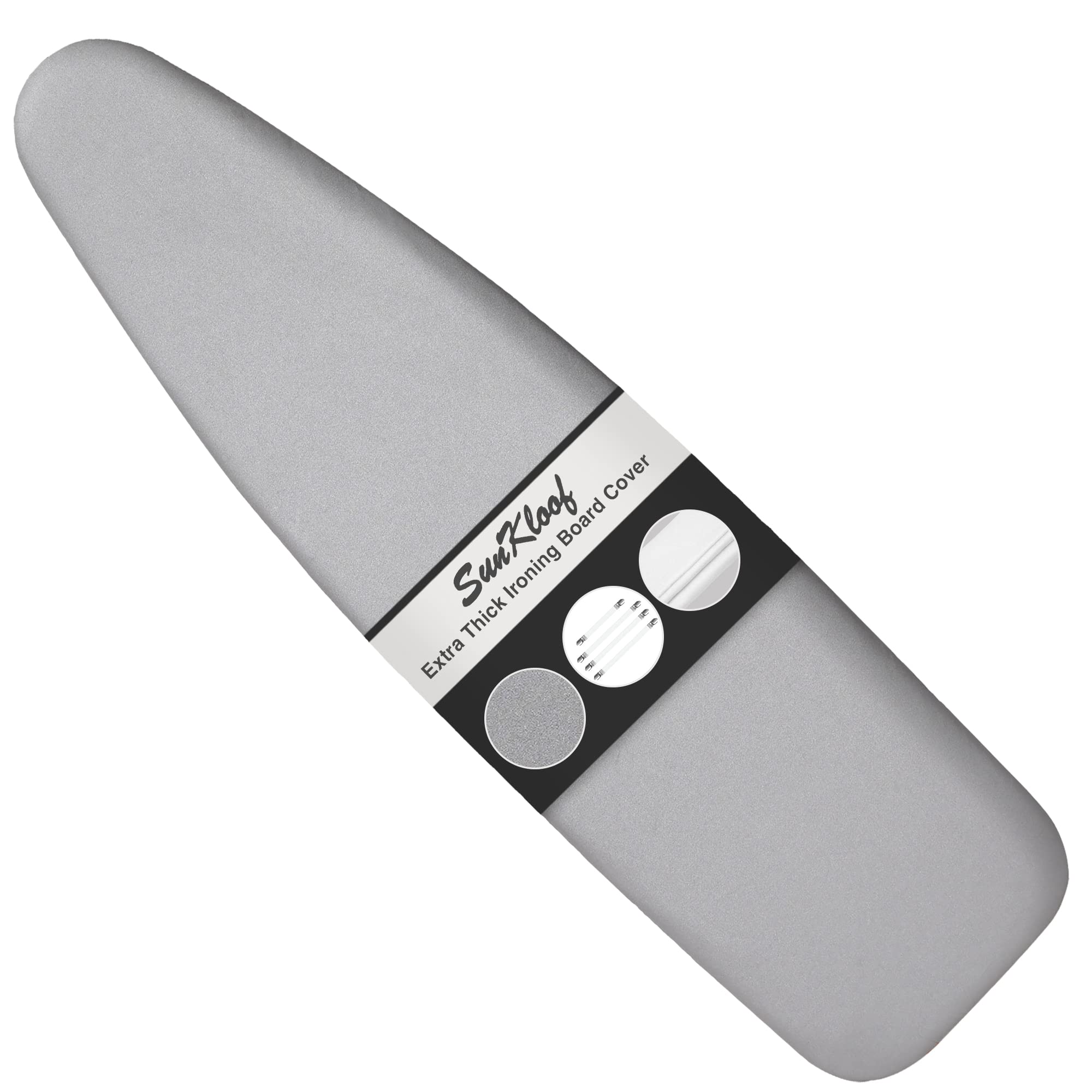 SUNKLOOF Extra Thick Ironing Board Cover and Pad, Resist Scorching and Staining, 15x54 Reflective Silicone Iron Board Cover With Padding, Elastic Edges, 4 Fasteners, Large Protective Scorch Mesh Cloth