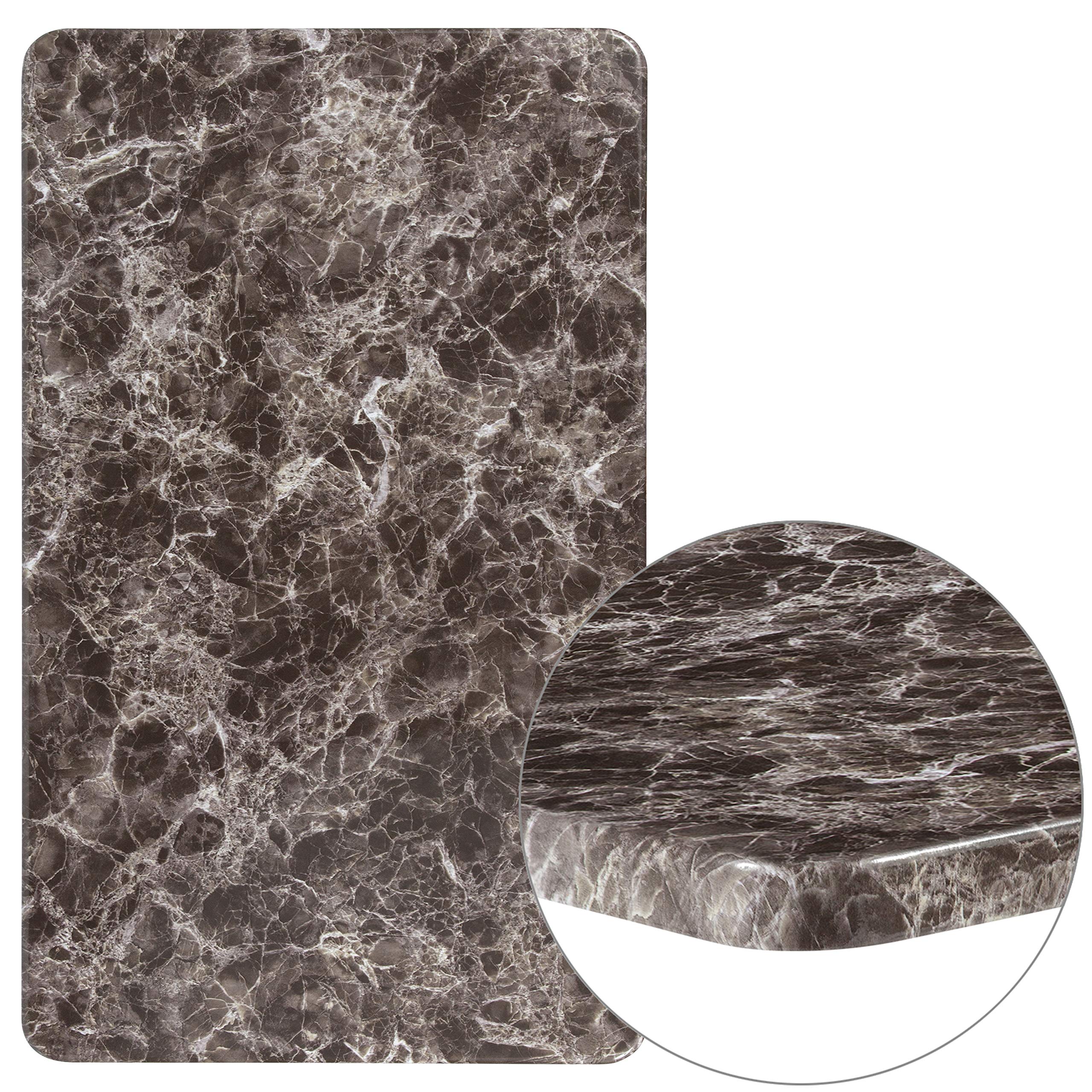 EMMA + OLIVER 24" x 42" Rectangular Gray Marble Laminate Table Top