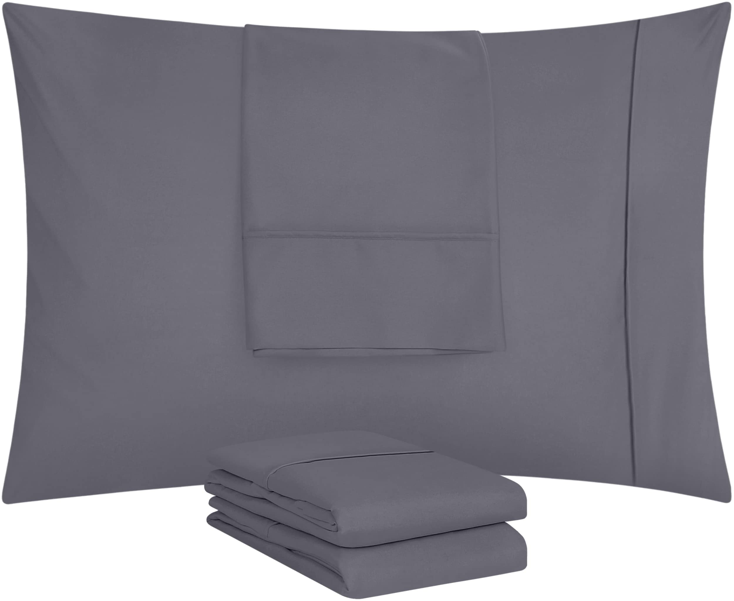 Utopia Bedding King Pillow Cases - Pack of 4 - Envelope Closure - Soft Brushed Microfiber Fabric - Shrinkage and Fade Resistant Pillow Covers King Size 20 X 40 Inches (Grey)