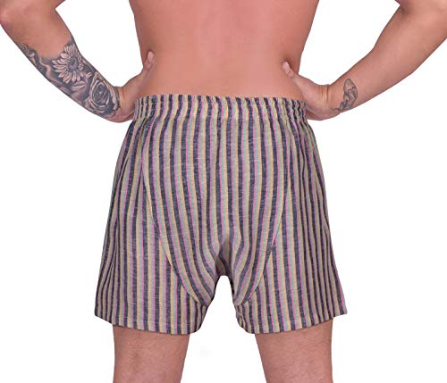 LUFT Mens Soft Striped Printed Comfortable Seamless Linen Fabric Breathable Lightweight Material Elastic Waistband Boys Men Stylish Colorful Underpants Underwear Boxer Shorts, Multicolor Stripe XL
