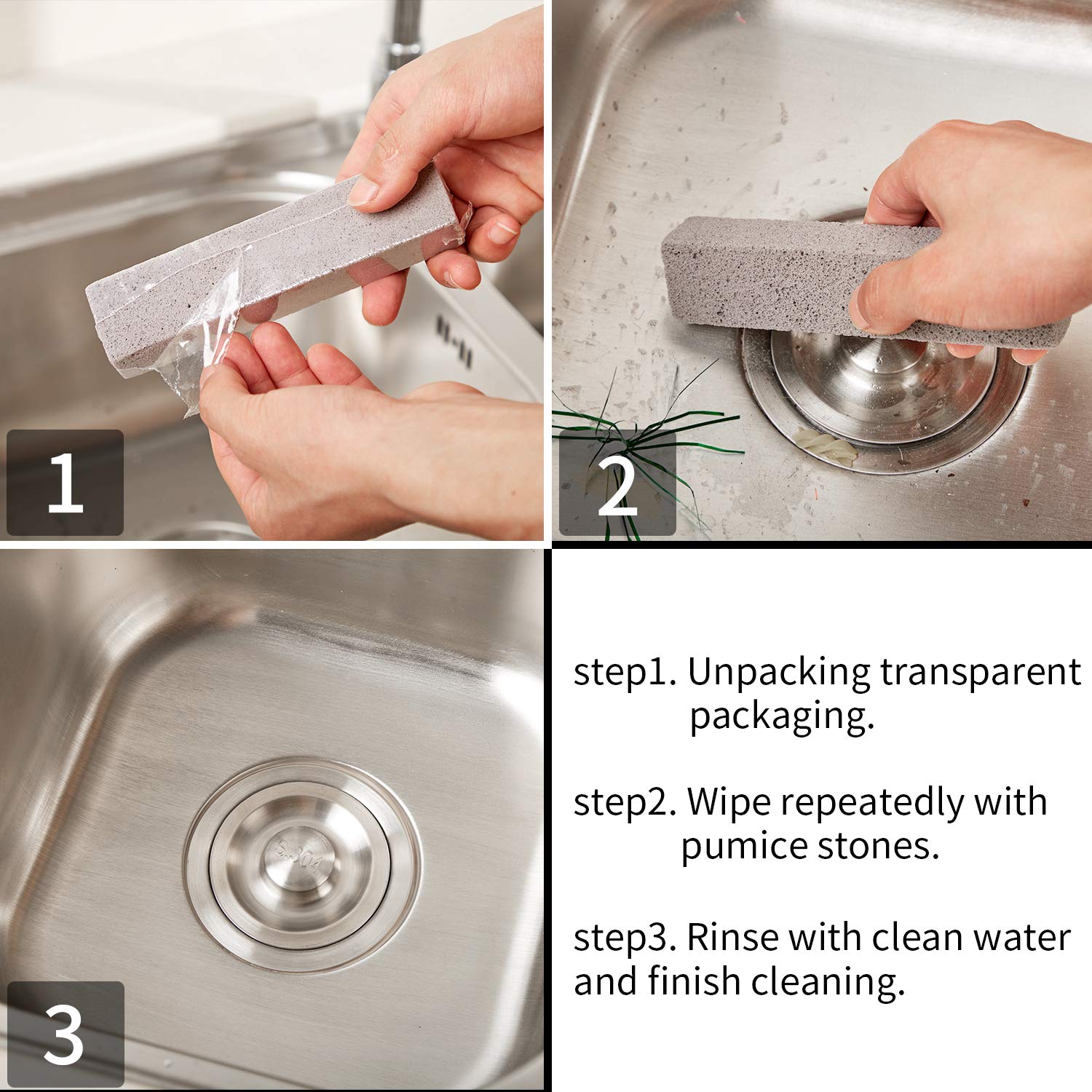 8 Pcs Pumice Stones for Cleaning Grey Pumice Scouring Pad Stick Cleaner for Removing Toilet Bowl Ring, Bath, Household, Kitchen, Pool, 5.9 x 1.4 x 0.9 Inch