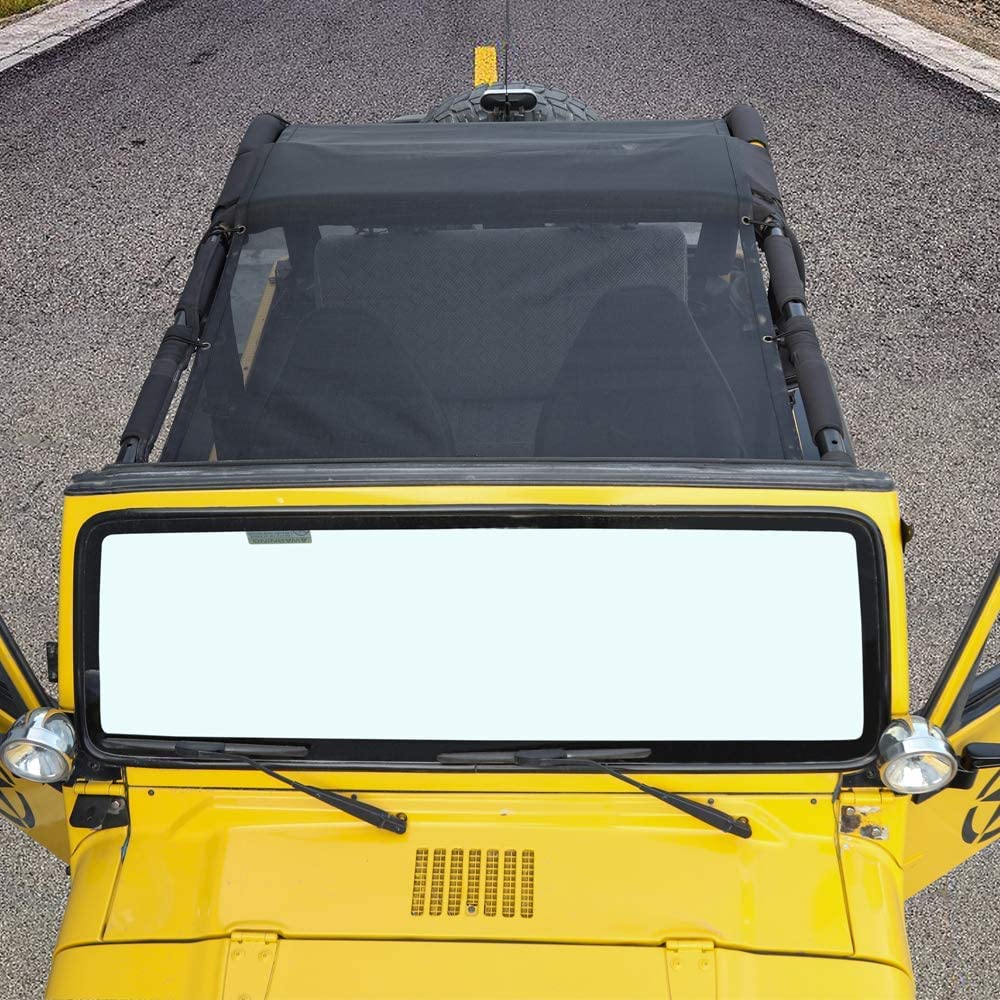 RT-TCZ Sunshade Mesh Bikini Top Cover Provides UV Sun Protection for 1997-2006 Jeep Wrangler TJ & Unlimited (TJ-Black)