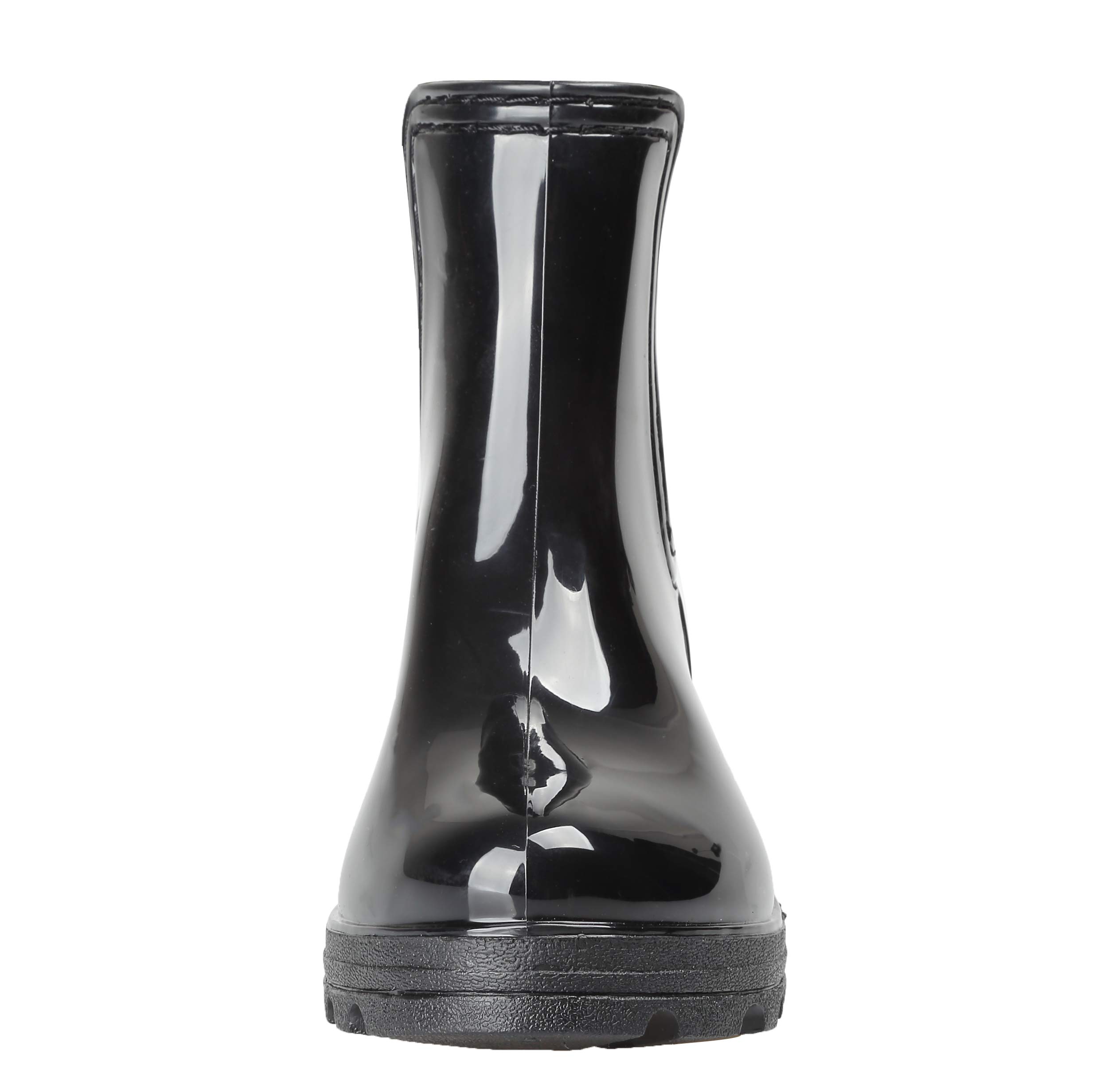 EYUSHIJIA Women's Short Rain Boots Waterproof Slip On Ankle Chelsea Booties (7 B(M), Black-A)