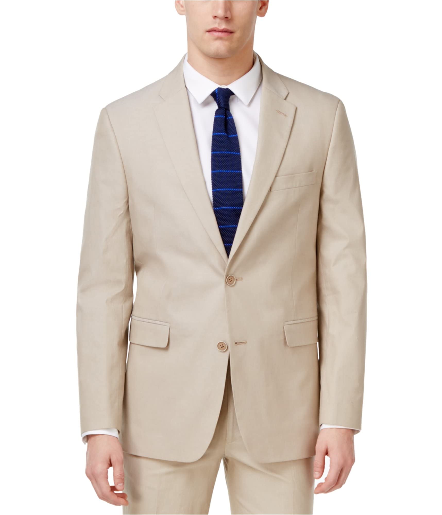 Tommy Hilfiger Mens Performance Two Button Blazer Jacket, Beige, 38 Short