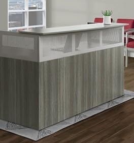 NBF Modern Reception Desk with Counter - 72" W x 29" D Durable Retail Checkout Counter - Floating Top Front Desk Reception Counter - Countertop Welcome Desk for Office Lobby Salon Store (Gray)