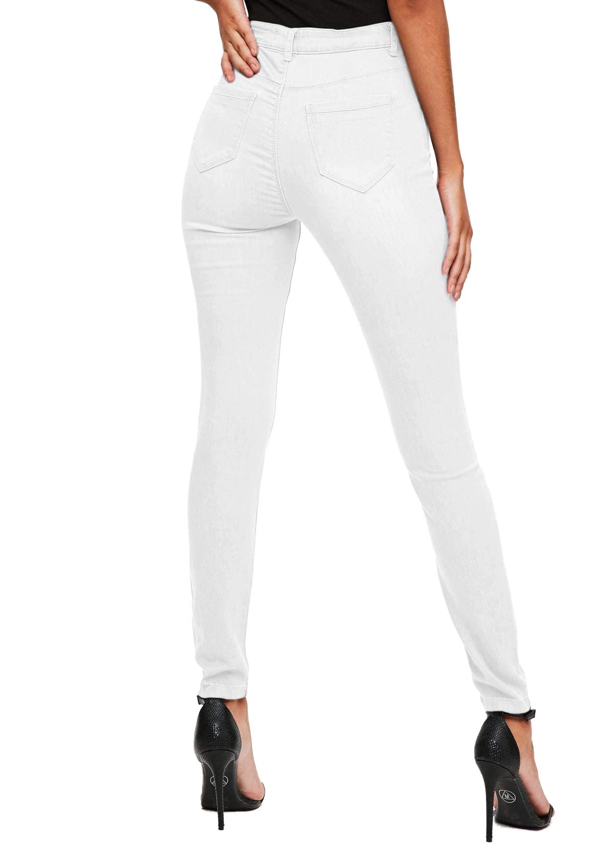 Hybrid & Company Women’s Classic Denim Mid Rise Skinny Jeans Super Stretch Pants P28868SK White 1