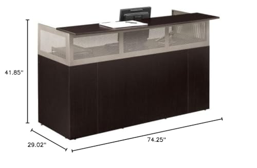 NBF Modern Reception Desk with Counter - 72" W x 29" D Durable Retail Checkout Counter - Floating Top Front Desk Reception Counter - Countertop Welcome Desk for Office Lobby Salon Store (Gray)