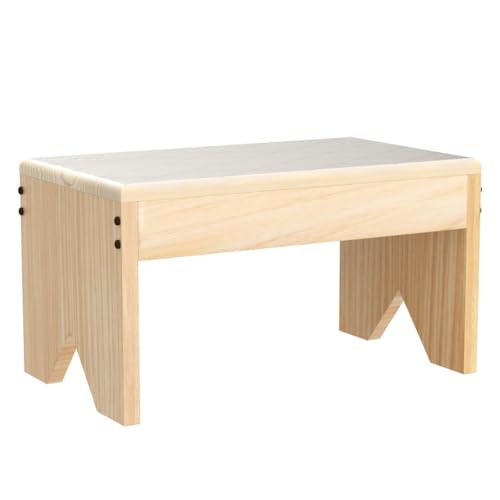 Wooden Step Stool for Adults & Kids - Very Sturdy, Bed Stool for High Beds, Kitchen, Bathroom, Closet. Made Lightweight Quality Eco Pine, Attractive & Easy to Assemble