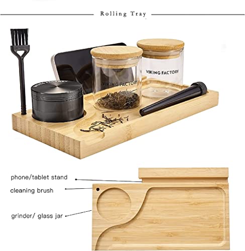 Viking Factory Decorative Box Set with Combination Lock - Premium Large Bamboo Storage Box Removable Tray Brush, Wooden Storage Roll Kit with All Accessories (Sliding Tray)