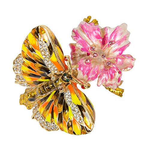 QIFU Decorative Hand Painted Butterfly Hinged Jewelry Trinket Box Unique Gift Home Decor
