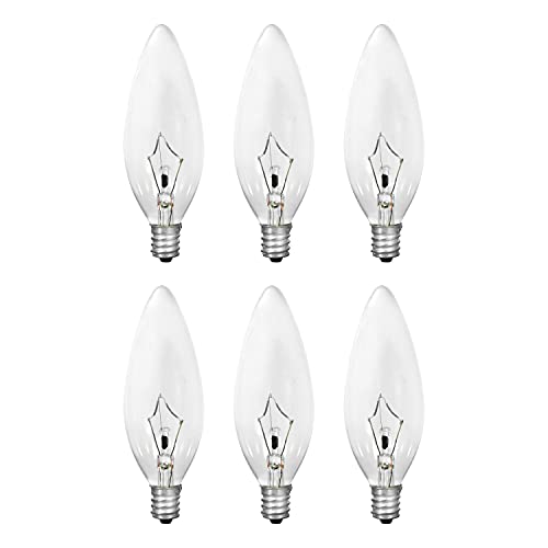 SYLVANIA Incandescent Double Life Light Bulb, 60W B10 Chandelier , Candelabra Base, Clear, Blunt Tip, Soft White - 6 Pack (18750)