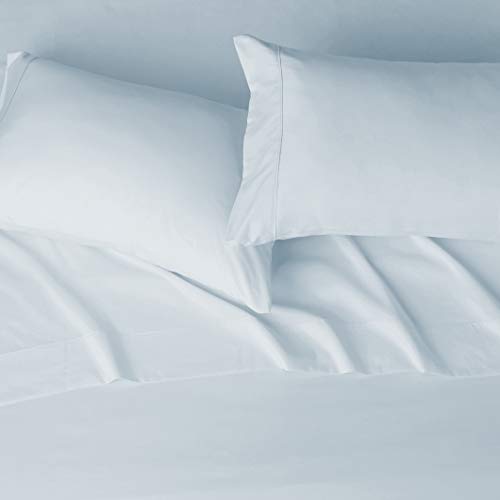Amazon Basics Lightweight Super Soft, Wrinkle-Free Easy Care Microfiber 4-Piece Bed Sheet Set with 14-Inch Deep Pockets, Full, Light Blue, Solid