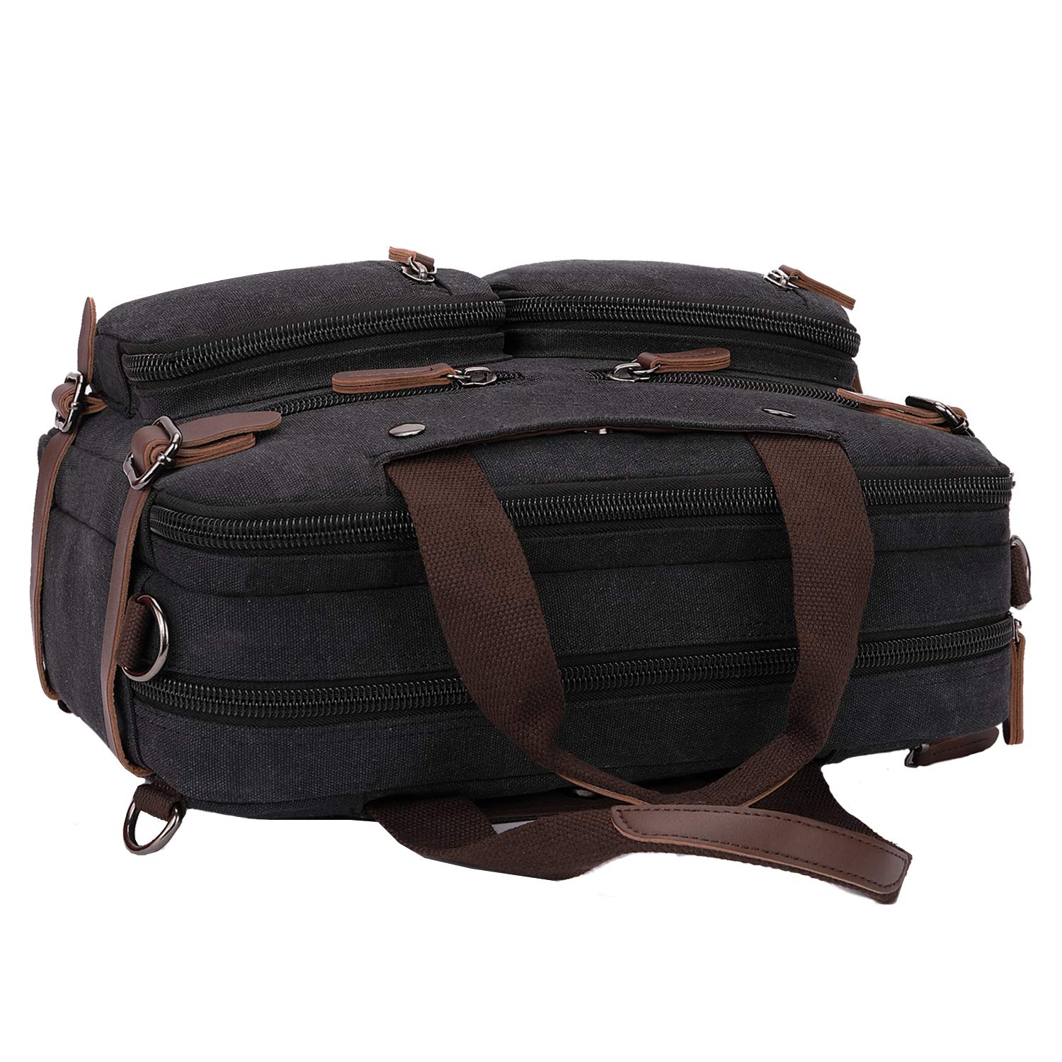 CROCOD 3 in 1 Convertible Laptop Backpack, 17.3 inch Messenger Bag for Men, Multi-Functional Travel Laptop Bag for College Men Women (17.3 Inch, Black)