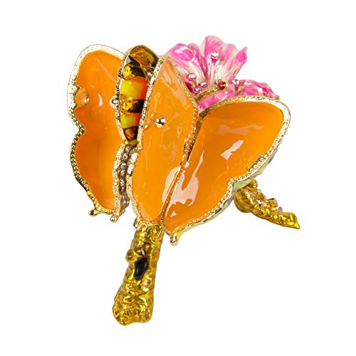 QIFU Decorative Hand Painted Butterfly Hinged Jewelry Trinket Box Unique Gift Home Decor