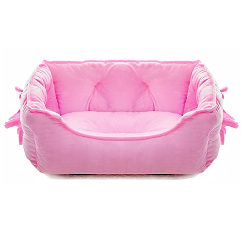 pawstrip Cute Princess Dog Bed, Soft Breathable Bowknot Pet Cat Cushion for Small Dogs, Waterproof Bottom, Self-Warming, Machine Washable (Pink)