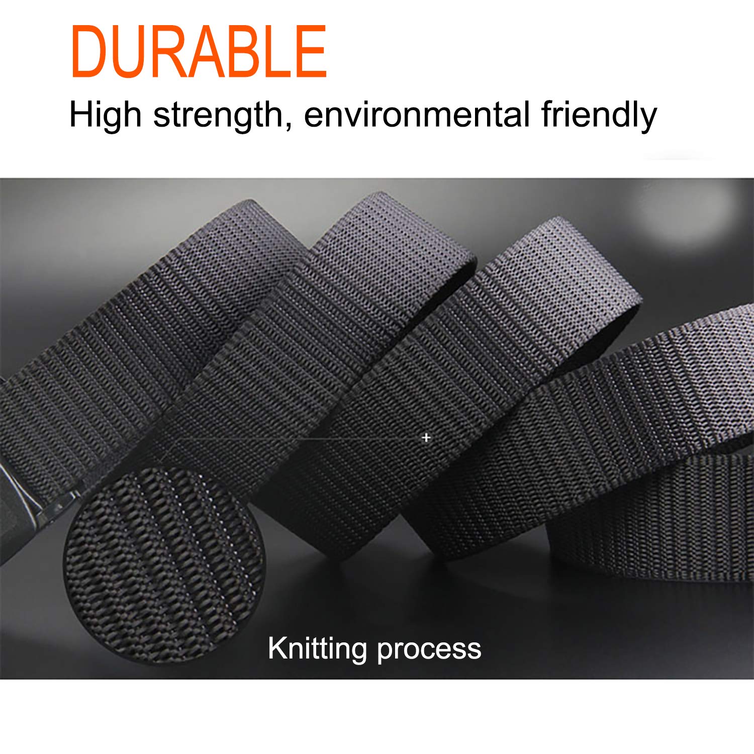 Coobbar 3-Pack Belt Web Nylon Canvas Belt Plastic Buckle Belt Travel Adjustable Nylon Web Slide Belt Web Belts for Men(Khaki)